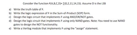 Solved Consider The Function Fabcd∑02111415