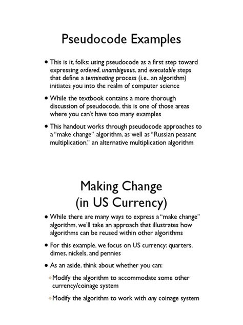 Pseudocode Algorithm Examples