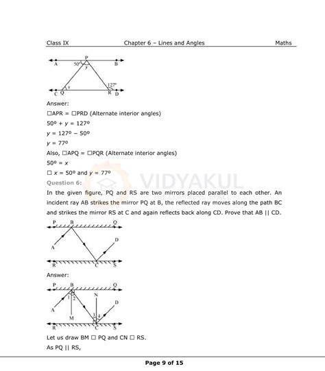 Class Th Math Lines And Angles NCERT Notes CBSE