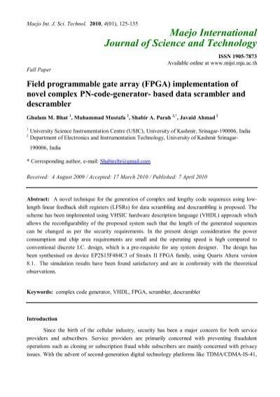 Fpga Implementation Of Novel Complex Pn Code Generator