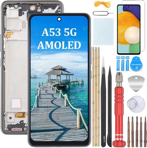 YHX OU 6 5 Noir AMOLED Écran LCD avec Châssis pour Samsung Galaxy A53