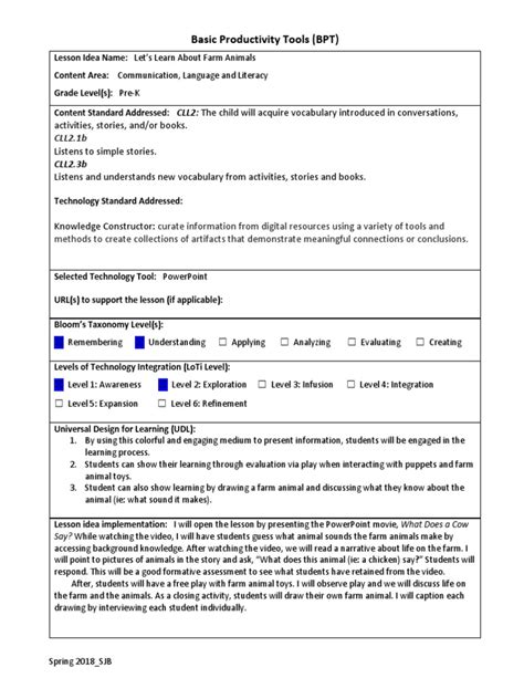 Itec 3100 Lesson Idea Bpt Pdf Learning Psychological Concepts