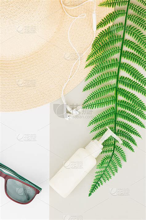夏季、旅游、度假概念平铺。