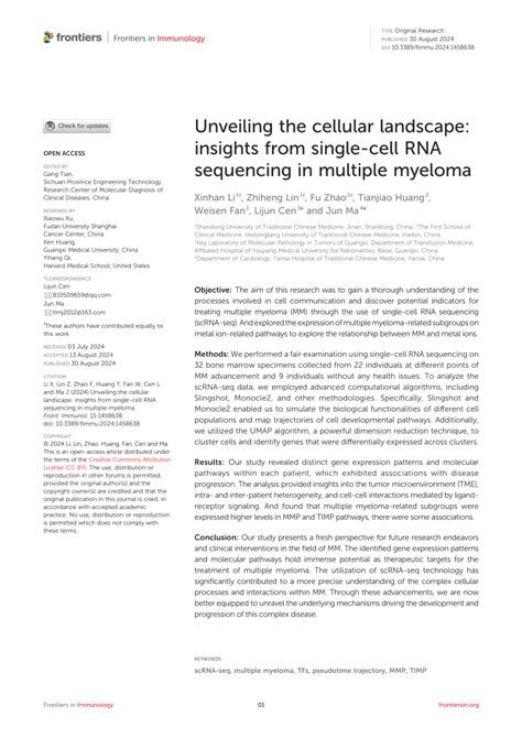 Pdf Unveiling The Cellular Landscape Insights From Single Cell Rna Sequencing In Multiple Myeloma