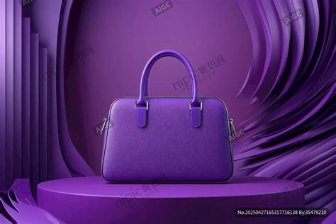 Ai创作图紫色 手提包 时尚 展示 立体 背景 质感 单品 设计 潮流 优雅 简约 精致 造型 装饰 昵图网