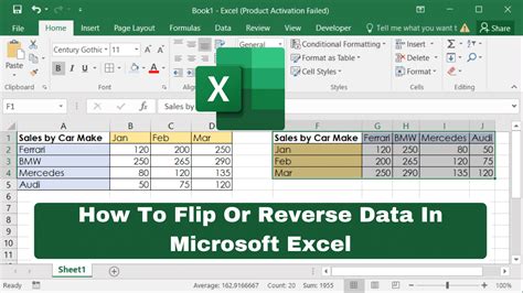 how to flip or reverse data in microsoft excel