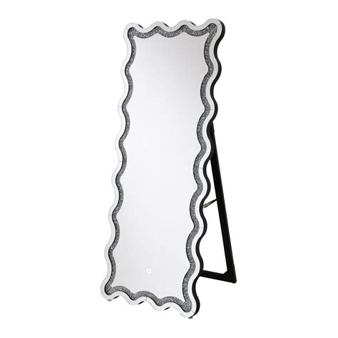 Orren Ellis 24 X 63 Inch Led Lighting Standing Floor Mirror Black Wayfair