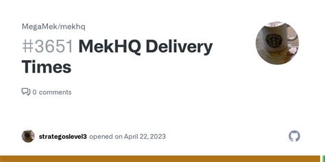 Mekhq Delivery Times · Issue 3651 · Megamekmekhq · Github