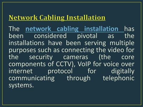 PPT Network Cabling Installation Network Cable Architecture PowerPoint Presentation ID
