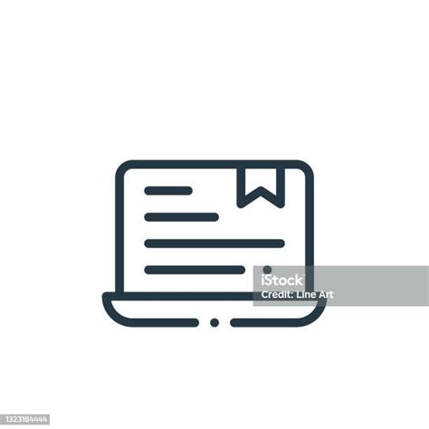 책 개념에서 노트북 아이콘 벡터 노트북 편집 가능한 스트로크의 얇은 선 그림입니다 웹 및 모바일 앱 로고 인쇄 미디어에 사용할 랩톱 선형 기호 개발에 대한 스톡 벡터 아트