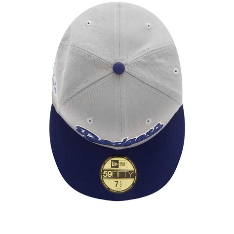 New Era La Dodgers Retro Script 59fifty Fitted Cap Grey And Blue End De