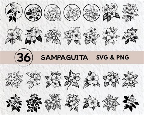 Sampaguita Svg Bundle Floral Silhouette Logo Icon Cricut Png Etsy