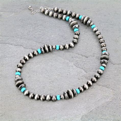Navajo Style Pearl Bead Necklace Bluetortoisewholesale
