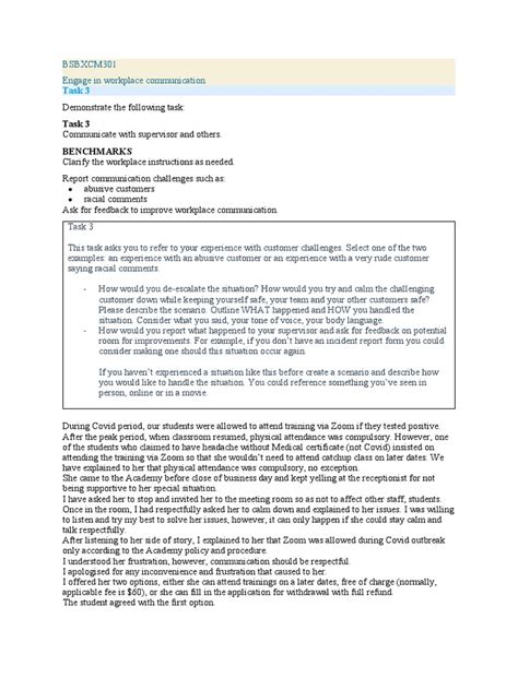 Bsbxcm301 Performance Task 3 Pdf Career And Growth Self Improvement