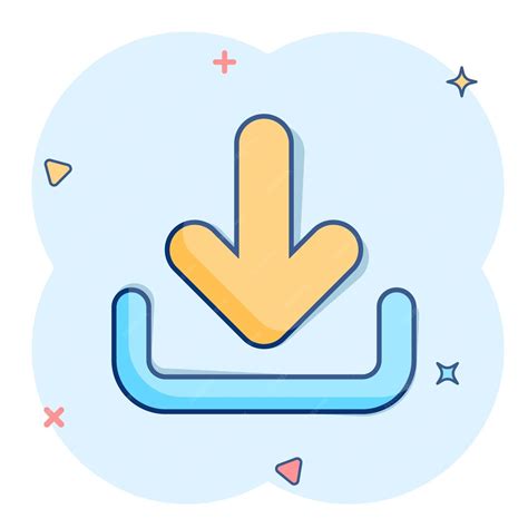 Premium Vector Download File Icon In Comic Style Arrow Down
