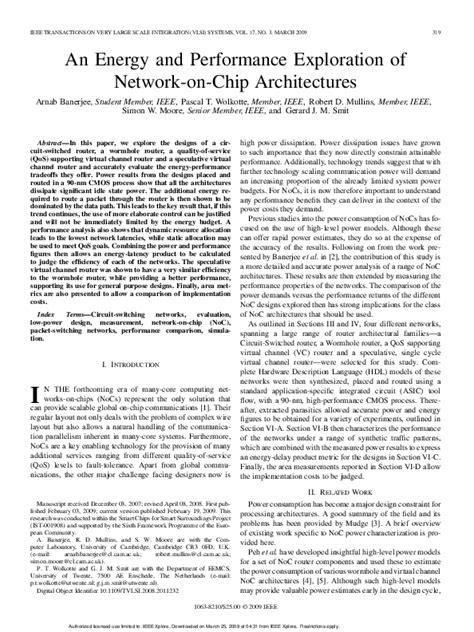 Pdf An Energy And Performance Exploration Of Network On Chip Architectures