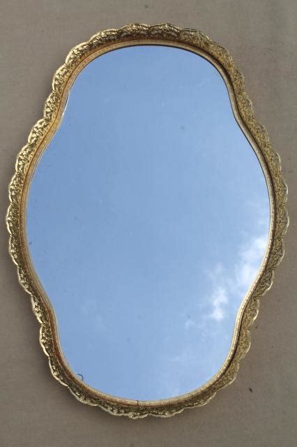 Vintage Gold Lace Filigree Vanity Tray Mirrors Mirrored Glass Perfume