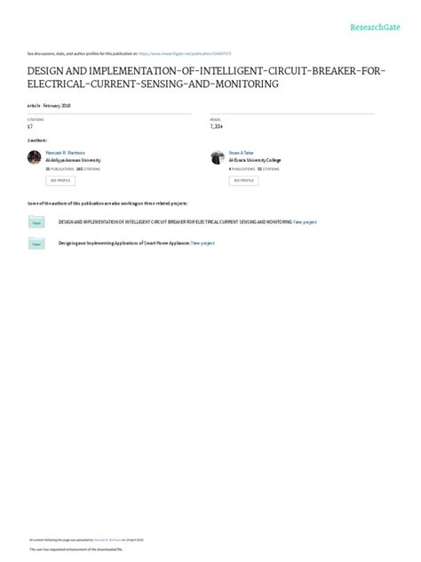 Design And Implementation Of Intelligent Circuit Breaker For Electrical