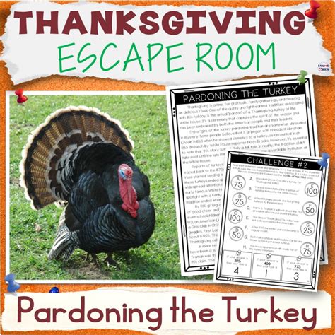 Thanksgiving Escape Room Pardoning The Turkey Activity Close Reading