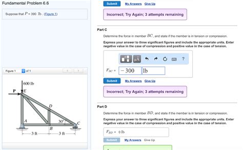 Solved Fundamental Problem 6 6 Part A Determine The Force In