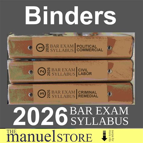Bar Syllabus Binder 2026 Exam Outline With Space For Notes