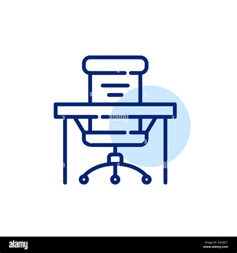 Office Chair And Desk Workplace Icon Pixel Perfect Editable Stroke Design Stock Vector Image