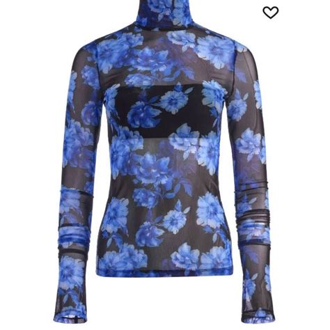 Alice Olivia Delaina Long Sleeve Turtleneck Mesh Top X Small Read