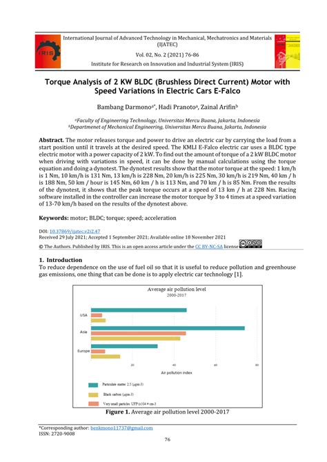 PDF Torque Analysis Of KW BLDC Brushless Direct Current Motor With Speed Variations In