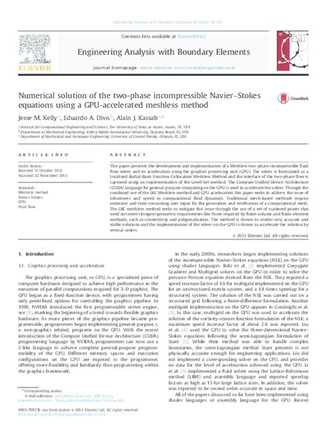 (PDF) Numerical solution of the two-phase incompressible Navier-Stokes equations using a GPU ...