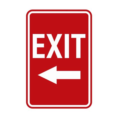 Portrait Round Exit Left Arrow Sign Red Small 4 X 6