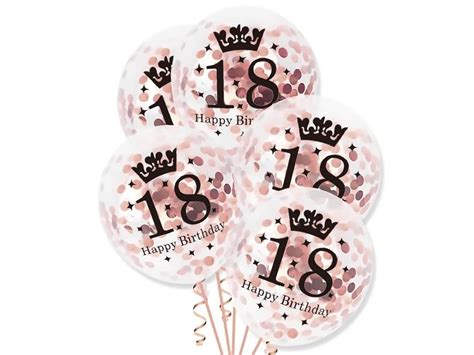 Balony przezroczyste z różowo złotym konfetti na osiemnastkę 30 cm 5 szt Dobra Cena