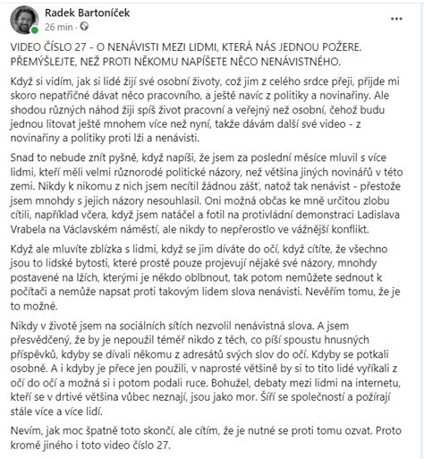 Radek Bartoníček on Twitter Ke svému sobotnímu videu číslo tady na Twitteru jsem ještě dnes