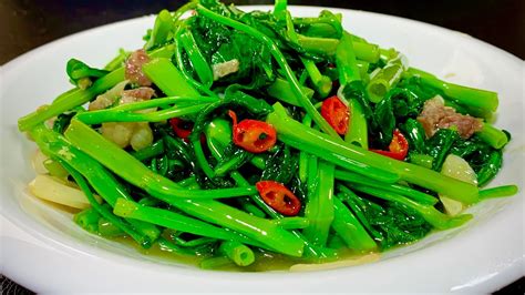 炒空心菜直接下鍋炒就錯了總廚教你飯店不外傳技巧翠綠又好吃阿朝哥美食 空心菜 空心菜做法 YouTube