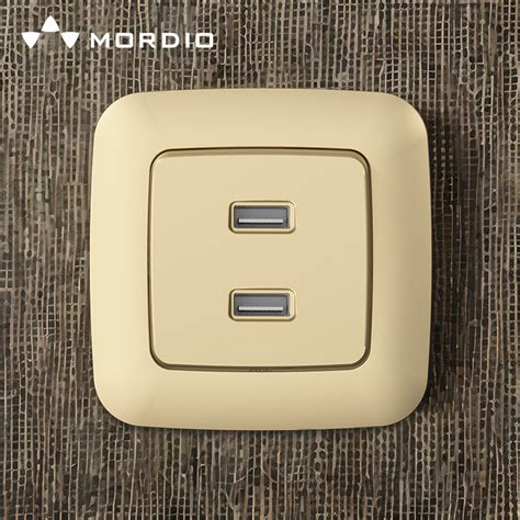 F100 Schuko Electric Switch White Golden Socket Double Usb Socket