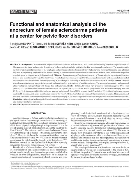 Pdf Functional And Anatomical Analysis Of The Anorectum Of Female