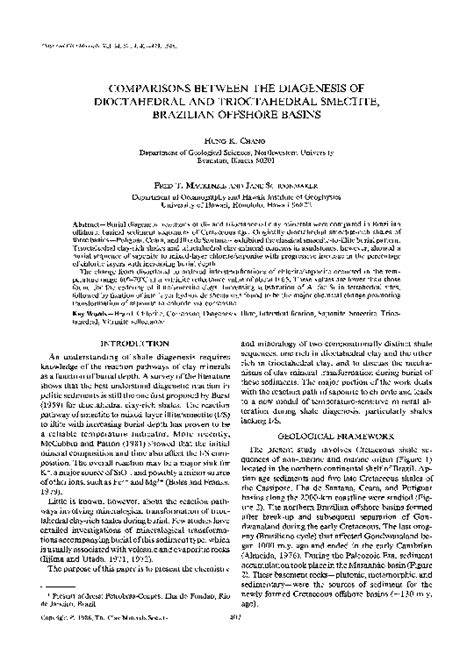 Pdf Comparisons Between The Diagenesis Of Dioctahedral And Trioctahedral Smectite Brazilian