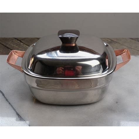 Bridgeport Copperware Ss And Copper 2 Quart Casserole With Lid Mcm Clean