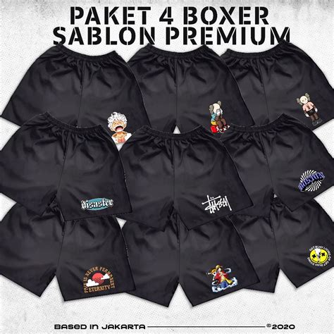 Jual PAKET 4 PCS CELANA BOXER PRIA WANITA DEWASA MOTIF PREMIUM