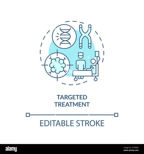 Thin Line Simple Blue Targeted Treatment Icon Concept Stock Vector
