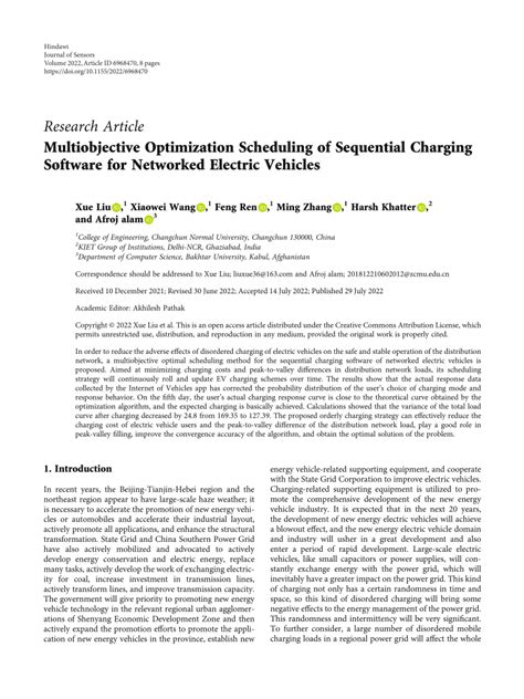 Pdf Multiobjective Optimization Scheduling Of Sequential Charging Software For Networked
