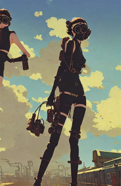 Dieselpunk Girl Thigh High Boots Wearing Thongs An By Ziggyxdust On