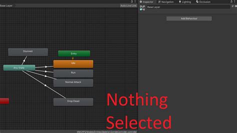 nothing in inspector with mecanim state unity engine unity discussions