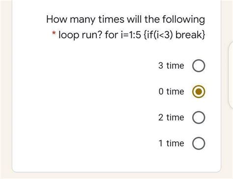 solved how many times will the following loop run for