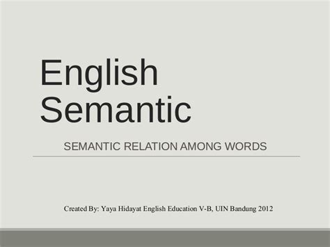 Semantic Relation Among Words