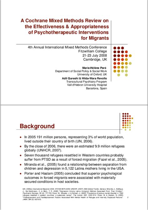 Pdf A Cochrane Mixed Methods Review On The Effectiveness And Appropriateness Of