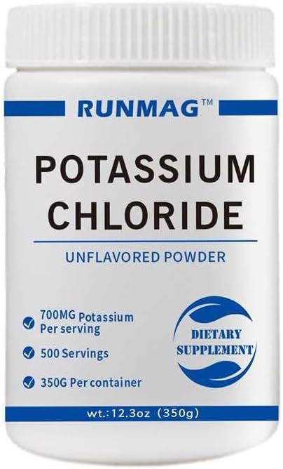 Polvo de cloruro de potasio de grado alimenticio 700 mg por porción