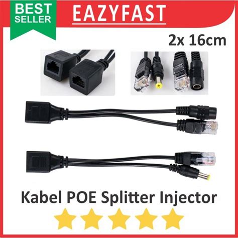 Jual Kabel POE Splitter Injector Set LAN CCTV RJ45 Network Jack Power On Over Ethernet NVR Split