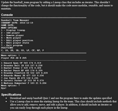 Solved PYTHON Add An Object That Has An Iterator Baseball Chegg Com