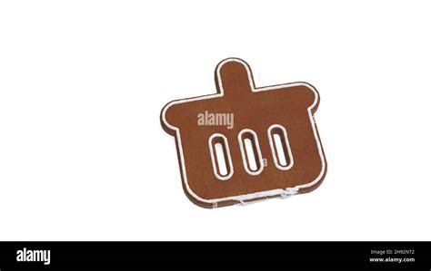 3d Rendering Of Gingerbread Cookie In Shape Of Symbol Of Shopping Basket In Store Or Market