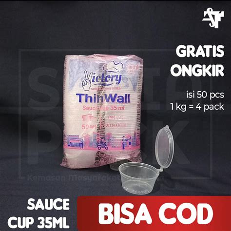 Jual Thinwall Cup Saus Plastik 35ml Tempat Sambal Sambel Wadah Slime